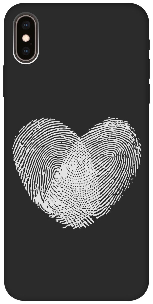 Силиконовый чехол на Apple iPhone XS Max / Эпл Айфон Икс Эс Макс с рисунком "Lovely Fingerprints W" Soft Touch черный