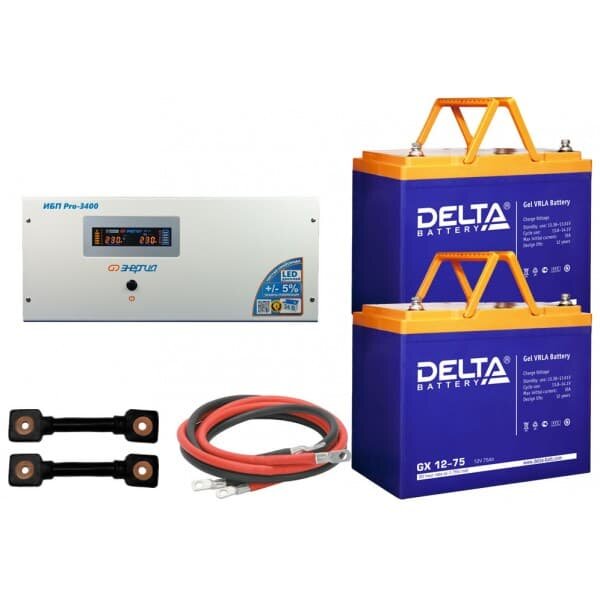 ИБП для дома | Инвертор (ИБП) Энергия PRO-3400 + Аккумуляторная батарея Delta GX 1275