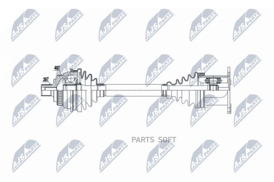 NTY NPW-VW-037 полуось VW SHARAN 1.8T, 1.9TDI, 2.0, 2.8VR6 00-, SEAT ALHAMBRA 1.8T, 1.9TDI, 2.0, 2.8VR6 00, FORD GA
