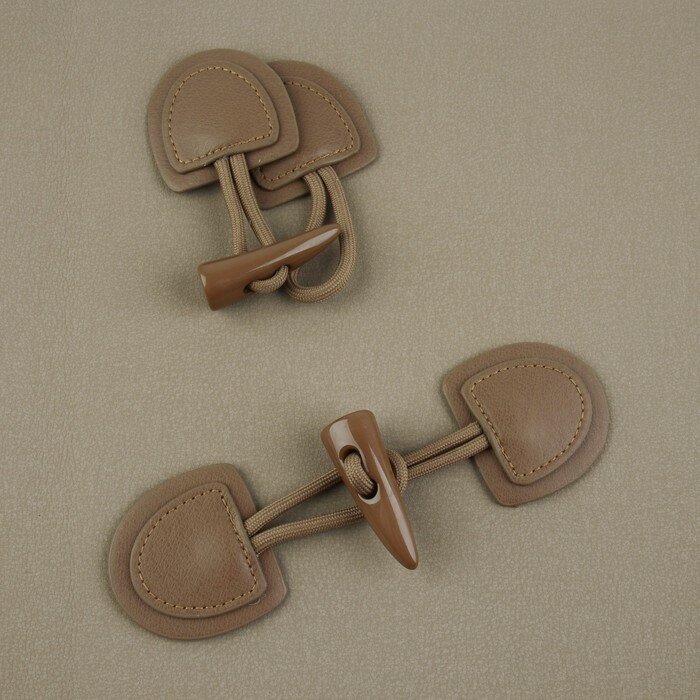 Застёжка-клевант 16×5 см, 2 шт, коричневая