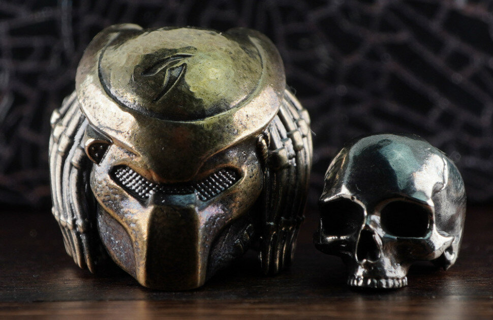 Бусина Хищник с черепом , биметалл