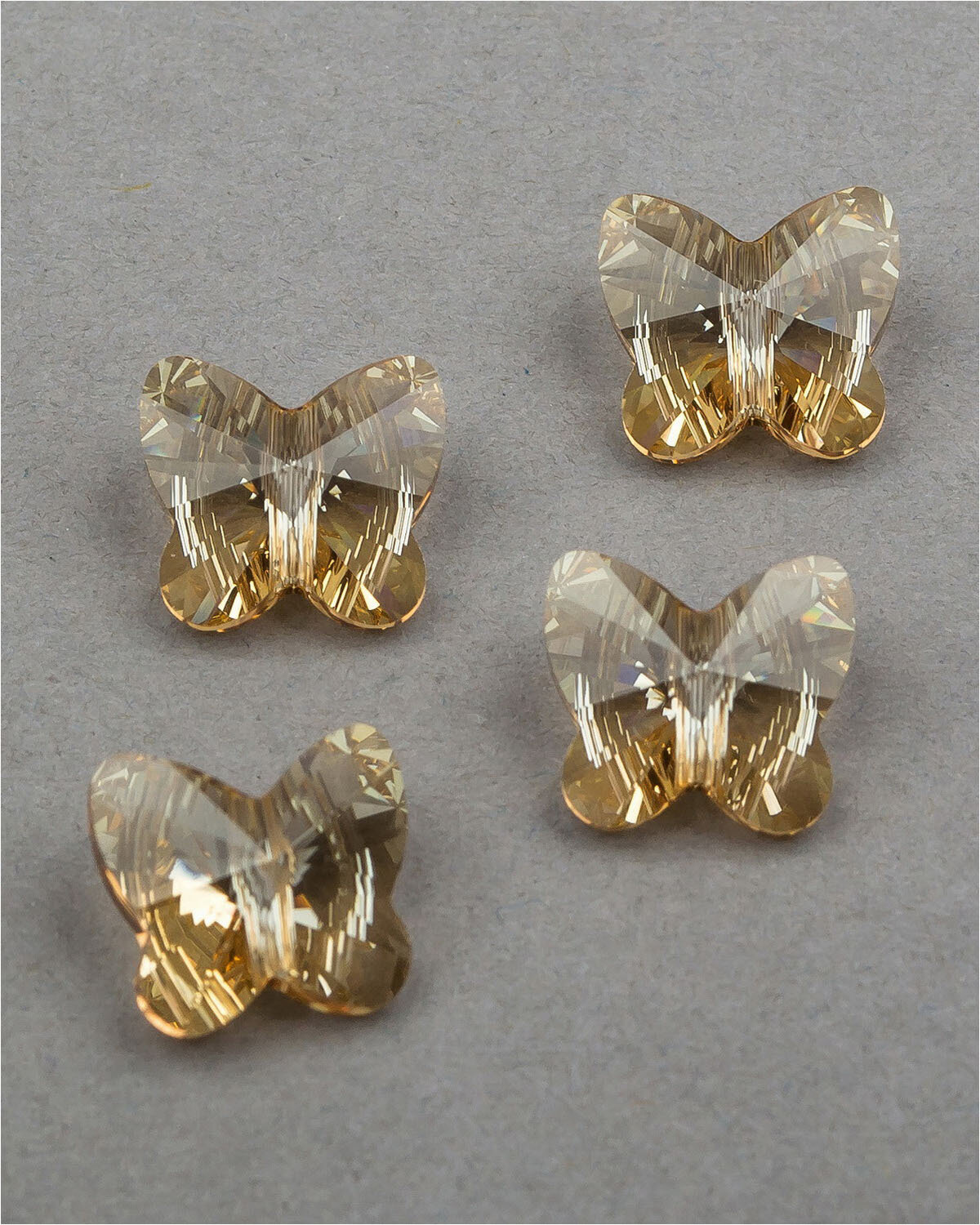 Бусины Swarovski в виде бабочек из стекла, цвет Crystal Golden Shadow (#001-GSHA), размер 12 мм, 4 шт.