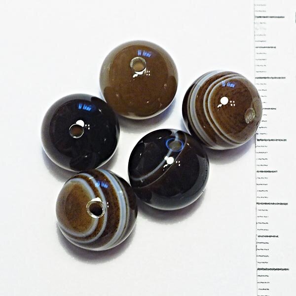 Натуральная бусина Агат мокко 0010118 шарик 12 мм, цена за 4 шт.