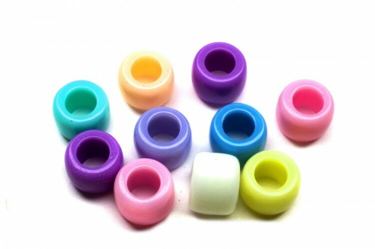 Бусины акриловые Цилиндр 6х7м, отверстие 4мм ассорти цветов, 540-012, 10шт