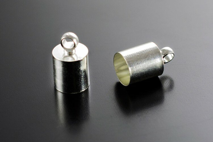 Концевик 10х6мм, внутренний диаметр 5,5мм, отверстие 1,5мм, цвет серебро, латунь, 01-239, 4шт