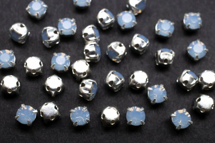 Шатоны Preciosa Maxima 4мм в оправе, цвет light sapphire opal DF/silver, 63-096, 10шт