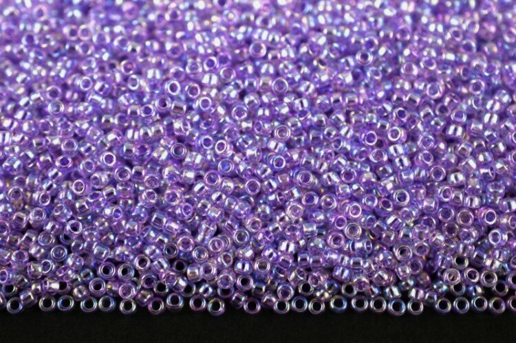Бисер японский TOHO круглый 15/0 #0477D наперстянка, радужный прозрачный, 10 грамм