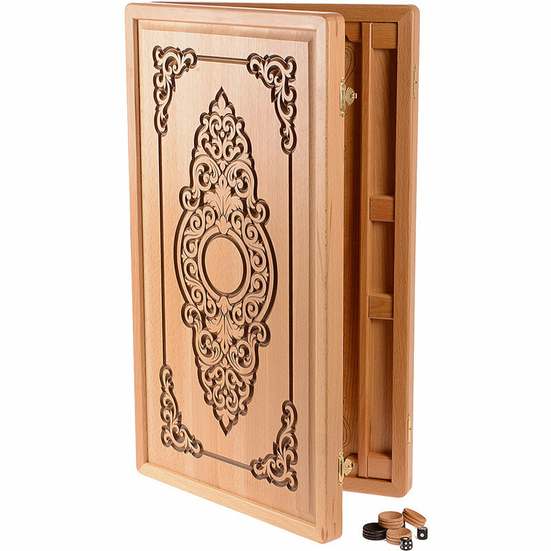 Нарды "Круг" из массива бука (58 x 34 x 5 см, объемный рисунок)