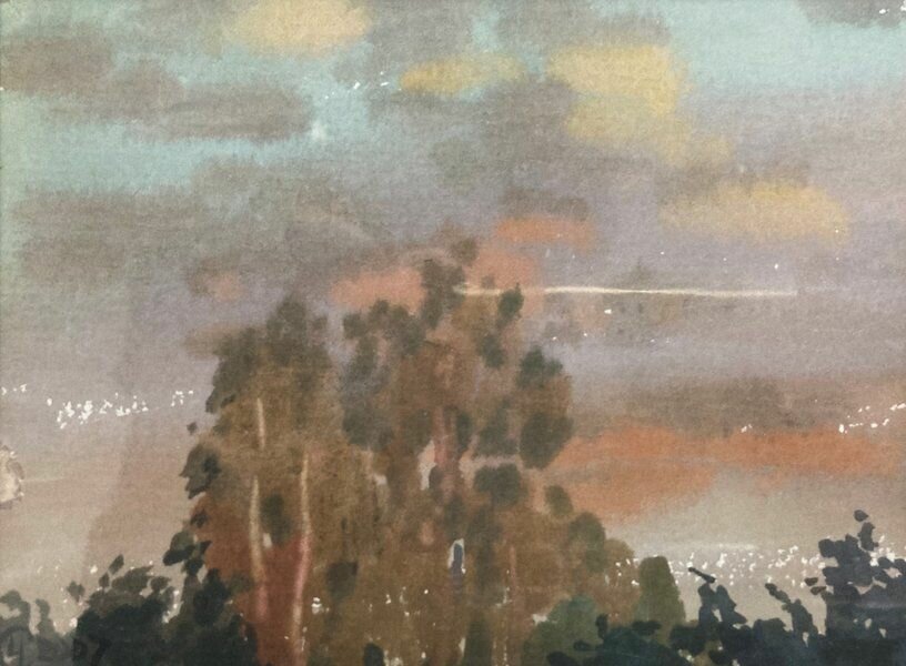 ART-Salon at Oktyabrskaya "Береза на закате" 10х13,5 см, бумага, акварель; ручная работа