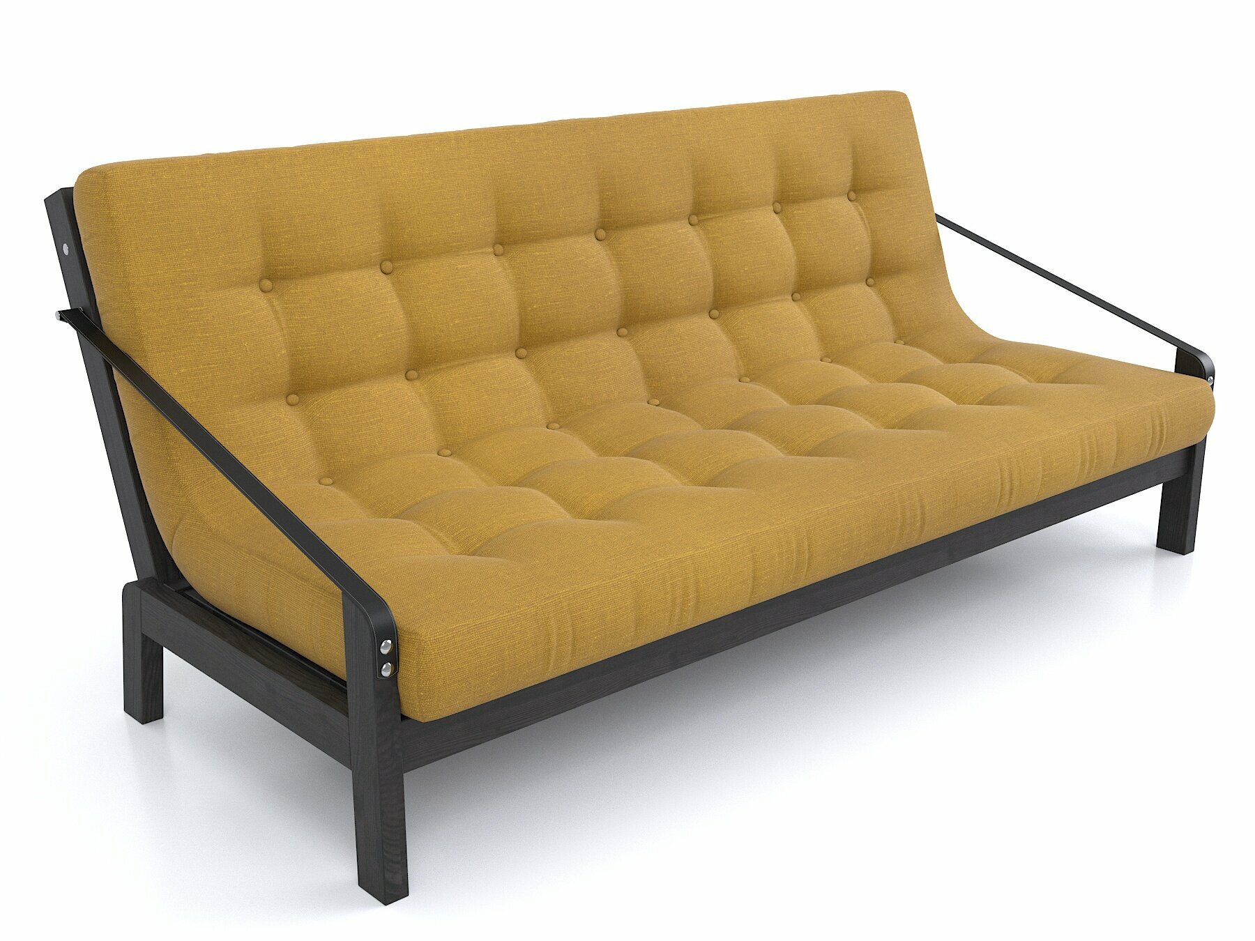 Садовый диван Arsko Локи-С, желтый-венге, рогожка, трехместный, в офис, в салон красоты, в гостиную, скандинавский лофт