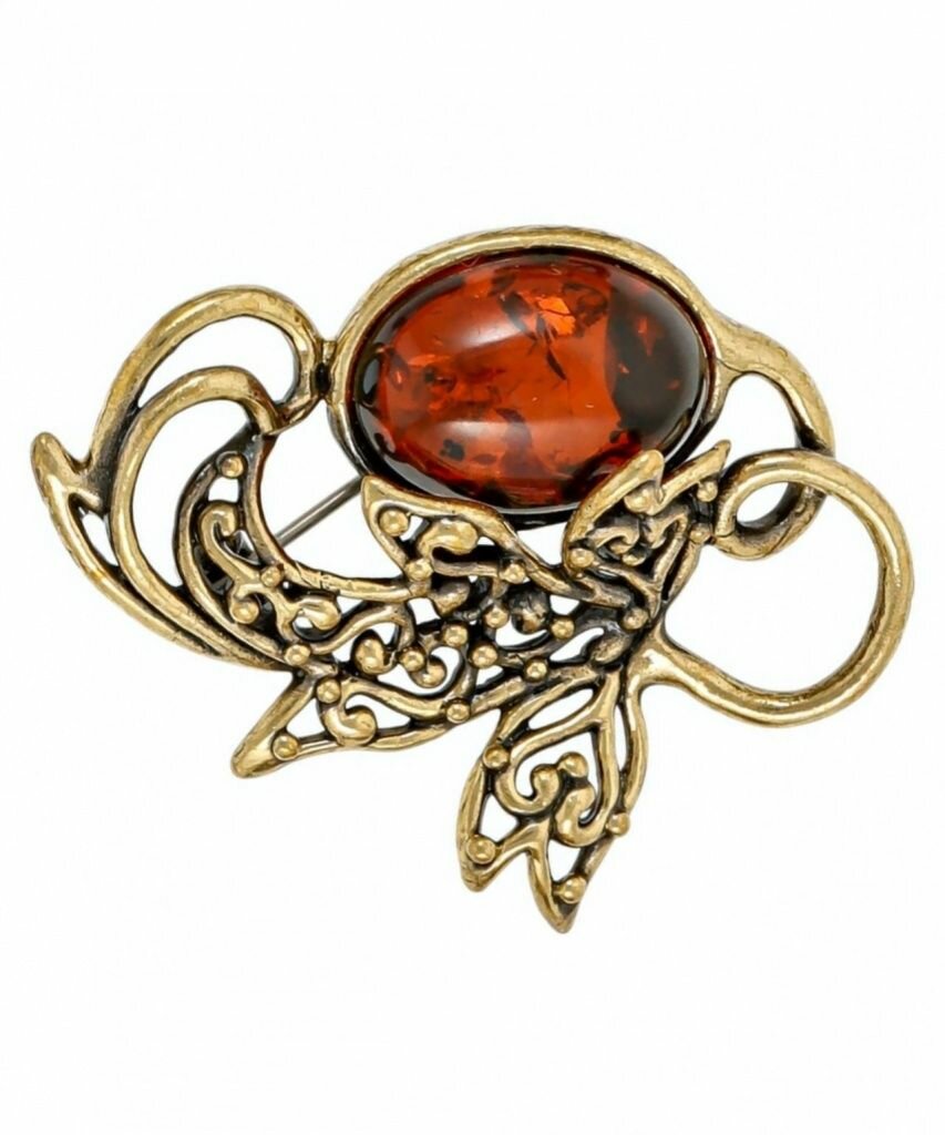 Брошь, янтарь