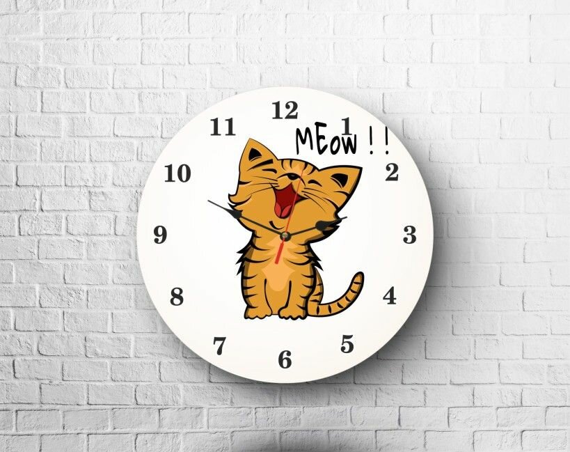 Часы настенные MIGOM круглые 20 см. "Котики" - 09