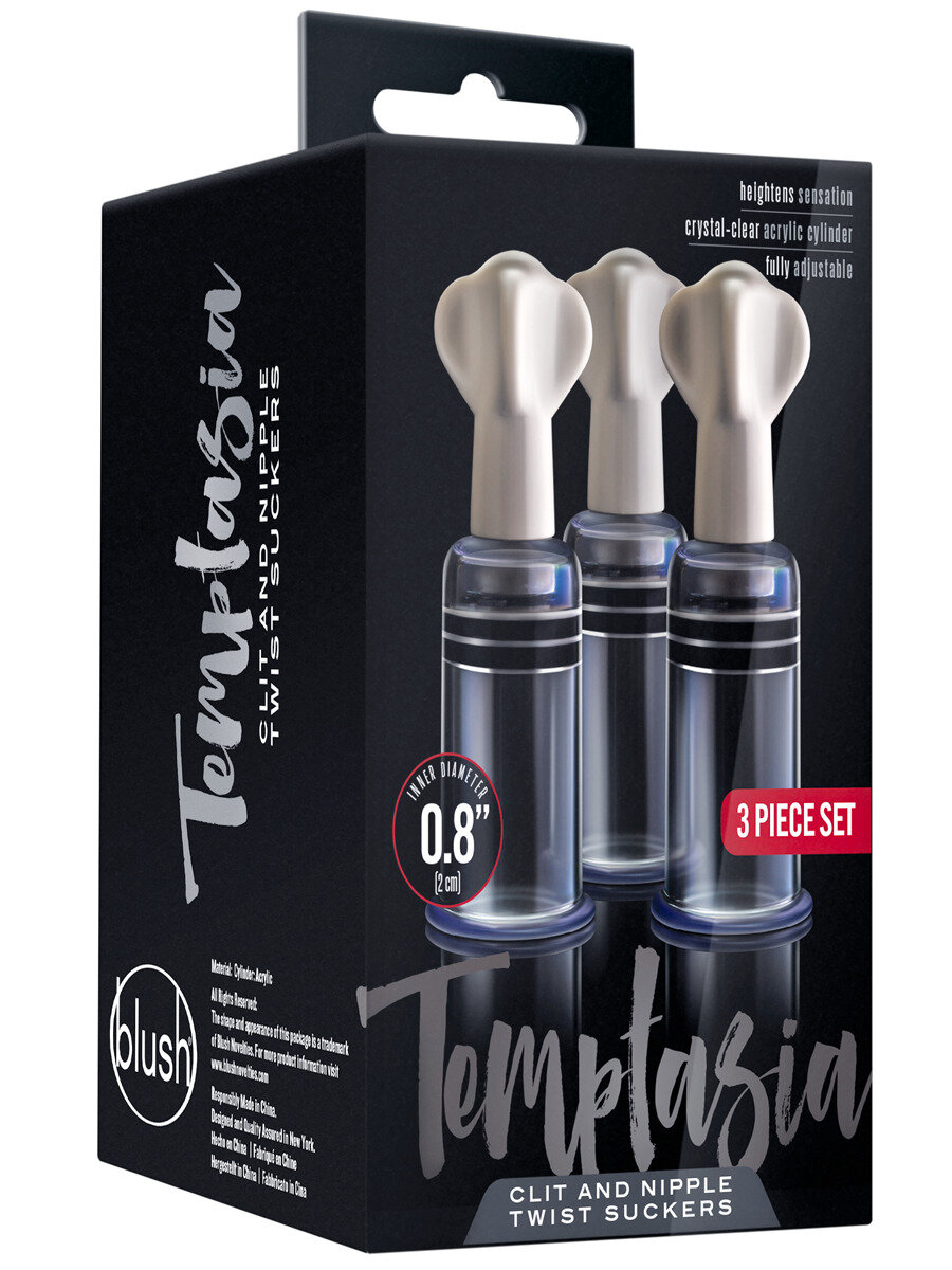 Женские вакуумные помпы для стимуляции клитора или сосков "TEMPTASIA CLIT AND NIPPLE TWIST SUCKERS" 3шт