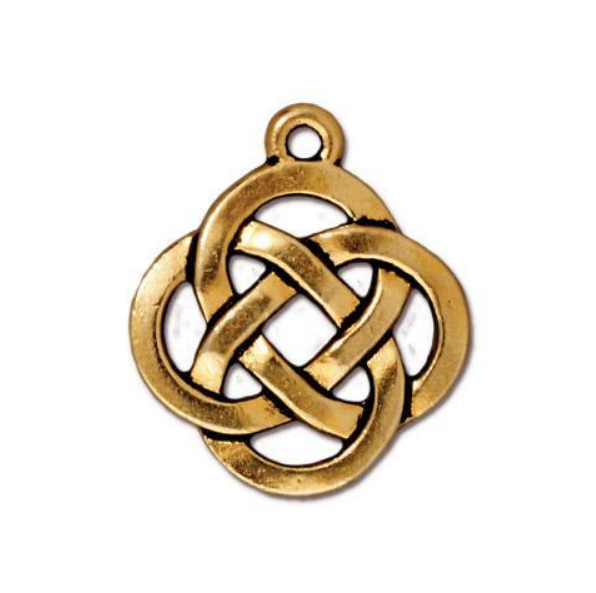 Подвеска, 21х18х3мм, TierraCast, Кельтский узел, базовый материал - оловянный сплав, позолоченный с чернением, 1 шт.