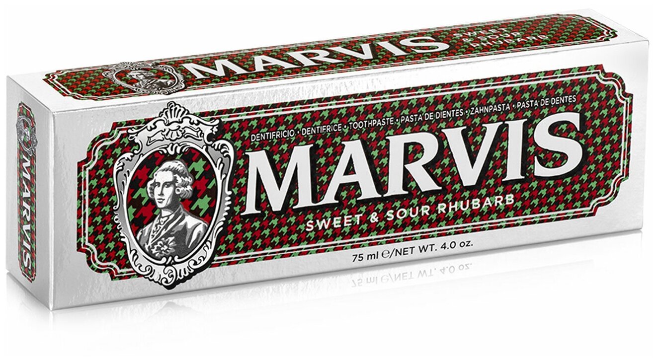 Зубная паста Marvis "Sweet & Sour Rhubarb", антитабачная, мятно-травяной вкус, 75мл