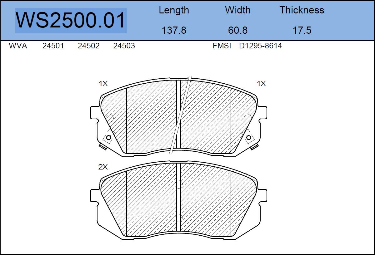 Колодки тормозные дисковые перед JEENICE WS2500.01
