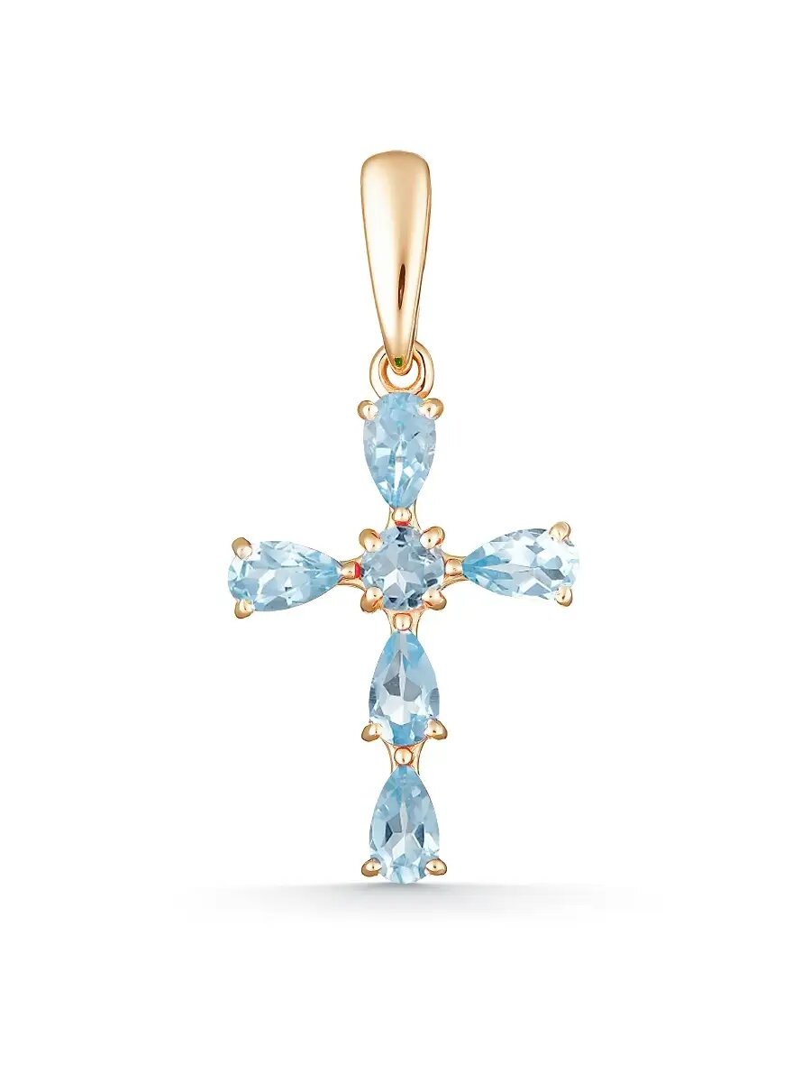 Крестик, красное золото, 585 проба, бриллиант