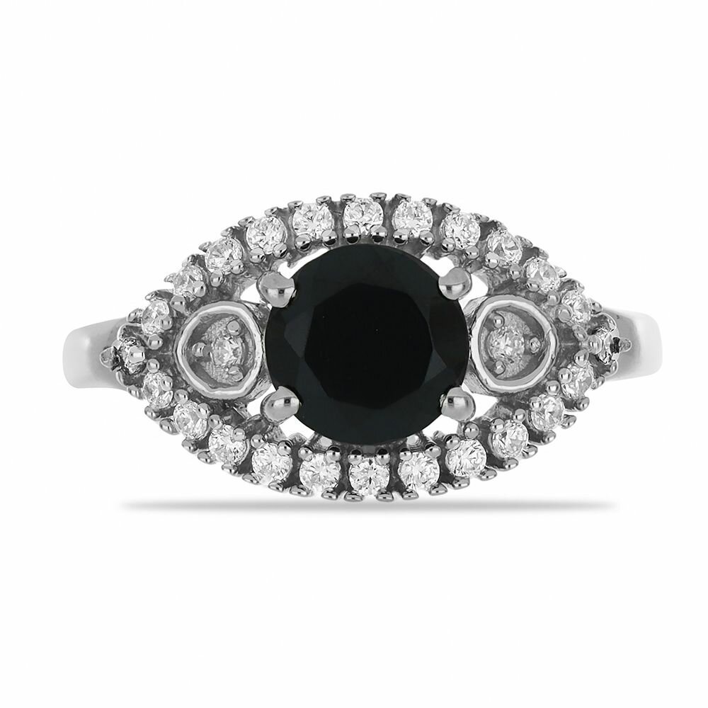 Кольцо, серебро, 925 проба, родирование, шпинель, фианит