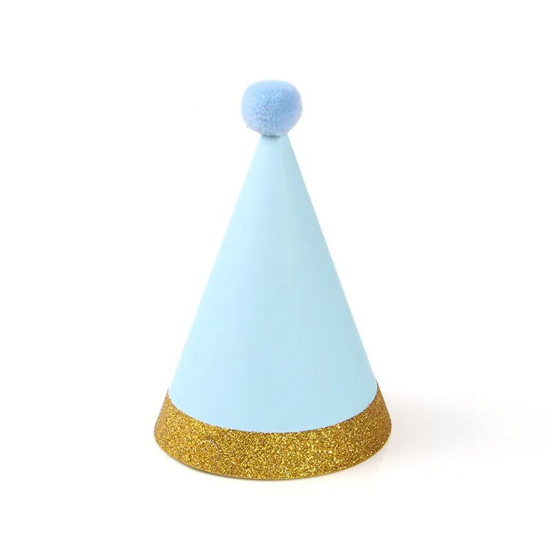 Бумажная шляпа с помпоном для праздника blue gold