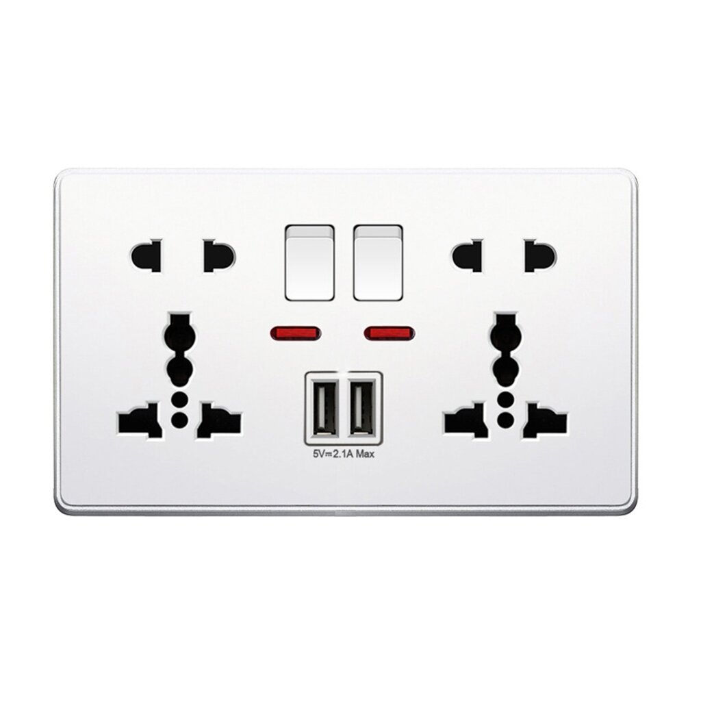 Многофункциональная британская настенная настенная кнопка 2.1A двойной USB -зарядной порты