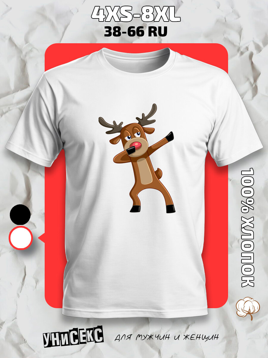 Футболка с принтом оленем Новый год