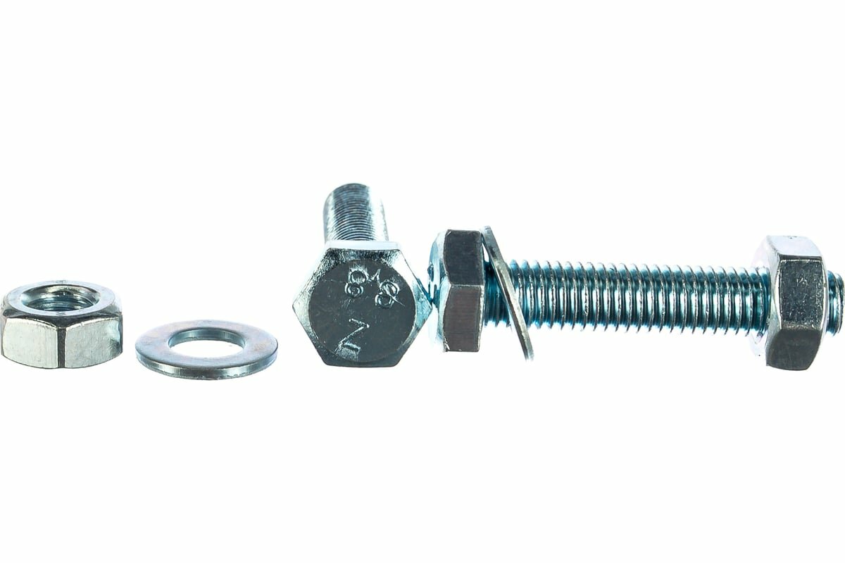 Tech-Krep болт DIN 933 с шестигранной головкой, оцинковка М10x50, комплект гайка шайба 2 шт