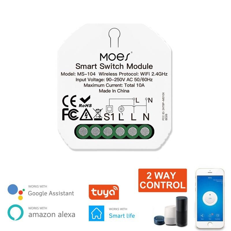 Шт. Smart Life 2-сторонний WiFi интеллектуальный модуль переключателя Tuya пульт дистанционного управления таймер переключатель работает с Alexa Google Home 10A 2,4 ГГц
