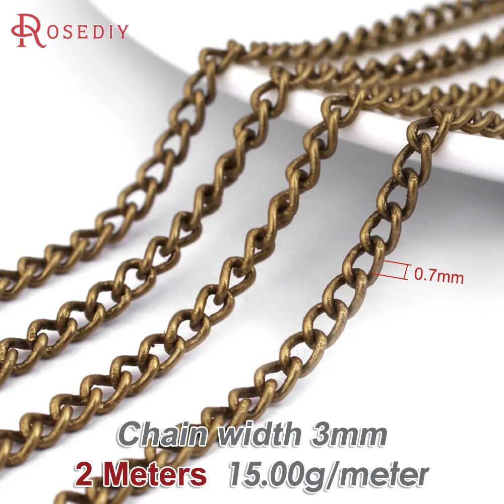 Античная бронзовая медная цепочка Rosediy 3,5 мм 23557-Antique Bronze