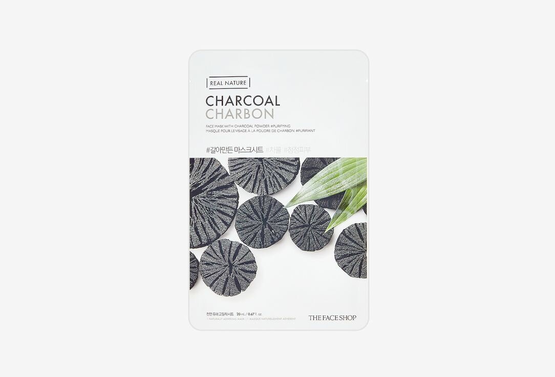 Очищающая тканевая маска для лица THE FACE SHOP Real nature charcoal