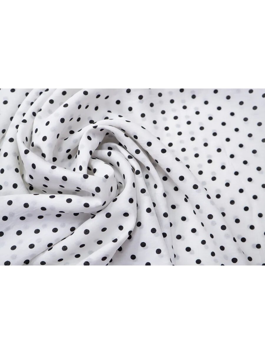 Ткань Вискоза в горошек молочная