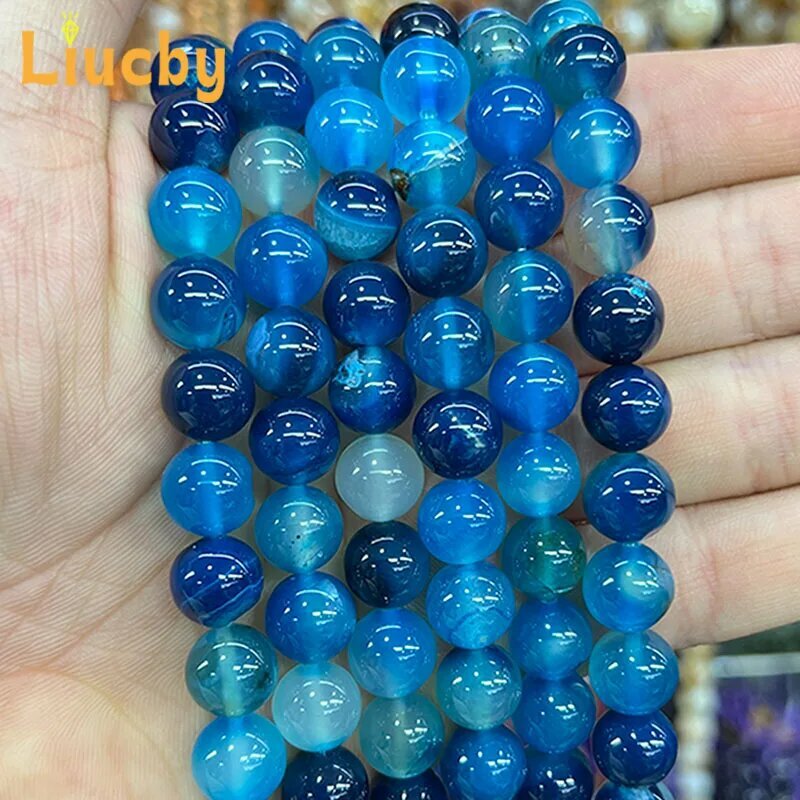 Бусины из синего агата 15 дюймов 8mm-about 46pcs