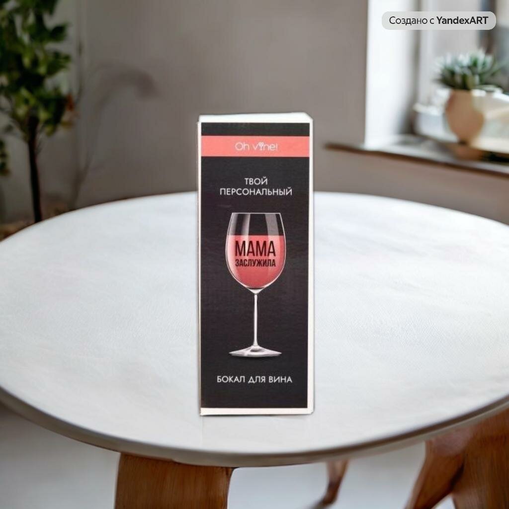 Бокал для вина Oh vine! "Мама заслужила", 400мл, ручная работа, стекло