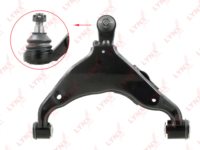 Рычаг подвески нижний передний L / Перед. подв. LYNXauto B5198L. Для: Haval, Хавал, H9 14>. Резьба 1 - MM18x1,5. Размер конуса d, мм - 21,2. Конусност