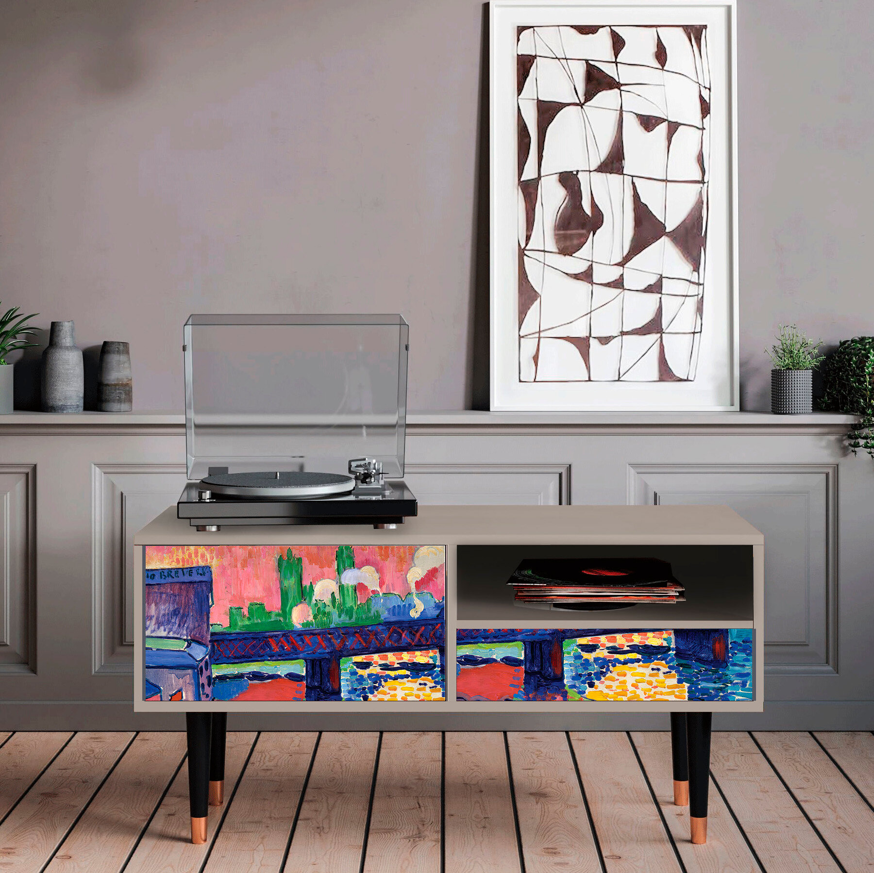 ТВ-Тумба - STORYZ - T3 Charing Cross Bridge by Andre Deain, Размер - 115 x 59 x 48 см, Цвет корпуса - , Сатин
