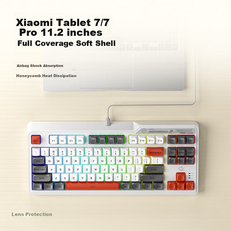 HP K120 Wired Backlit Gaming Keyboard for Laptop Home Computer Gaming Office Universal E-sports Peripheral Gaming Keyboard 87-Key Backlit Keyboard Cream Yellow Tricolor