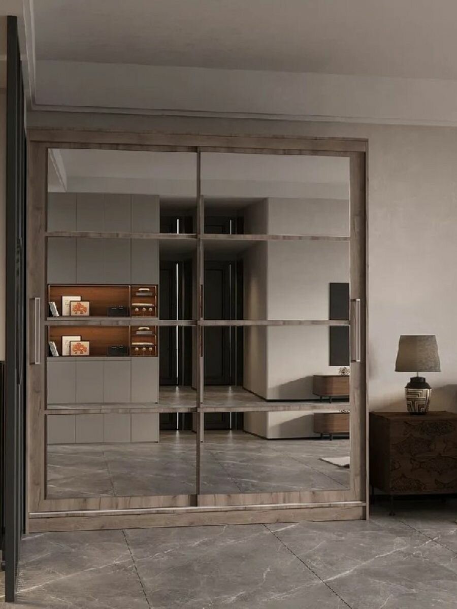 Шкаф-купе гранд ЛДСП 1,6м дуб горный с зеркалами