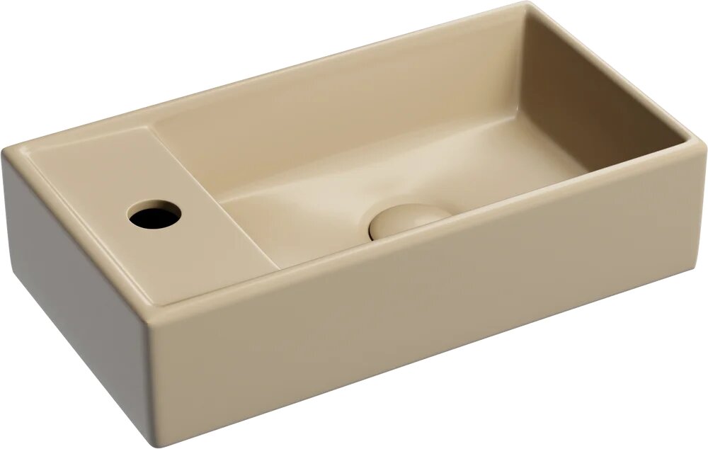 Раковина маленькая в туалет Ceramicanova Element CN6051RMC 41 мини, подвесная, бежевая, матовая, раковина для ванной фарфоровая, прямоугольная