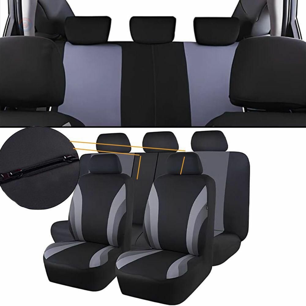 Универсальный чехол на сиденье автомобиля с дышащим полиэстером, защита от грязи и износа, удобная установка, 3 молнии для заднего сиденья