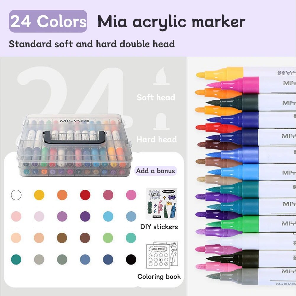 Набор Акриловых Маркеров С Двумя Головками - 12/24/36/48 Цветов Для Ручной Росписи Своими Руками