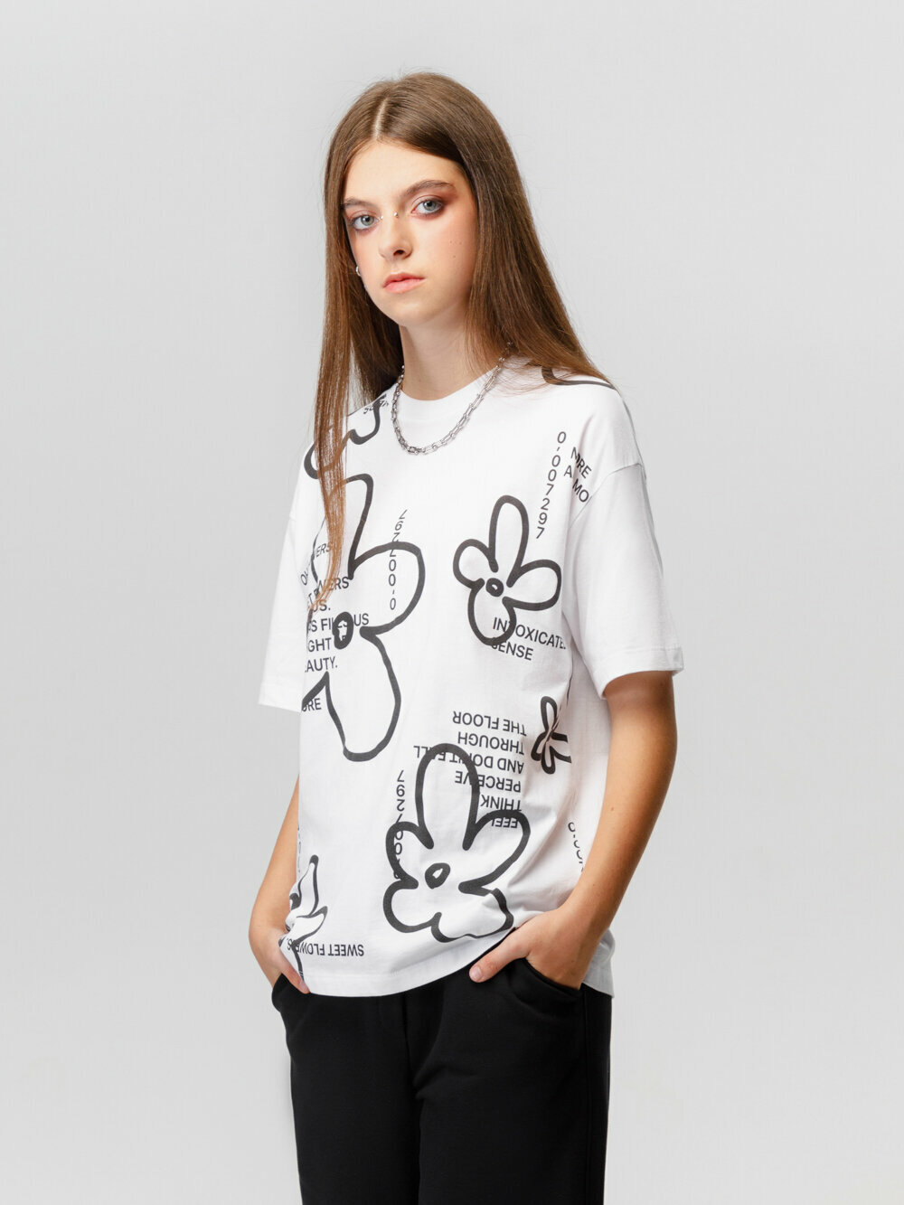 Футболка КБ 302923/белый(цветы)