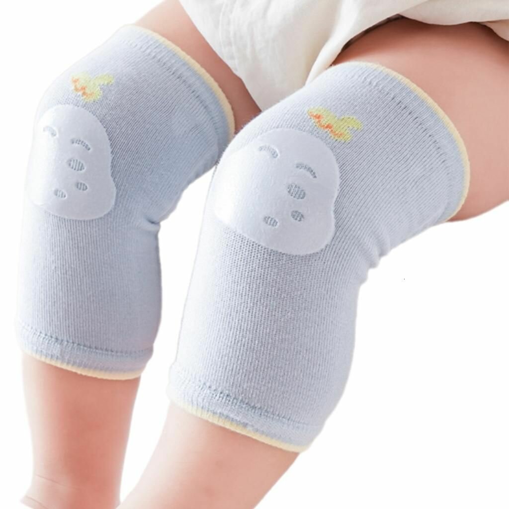 Детские весенне-летние мультяшные нескользящие наколенники для ползания из тонкой сетки детей- синий