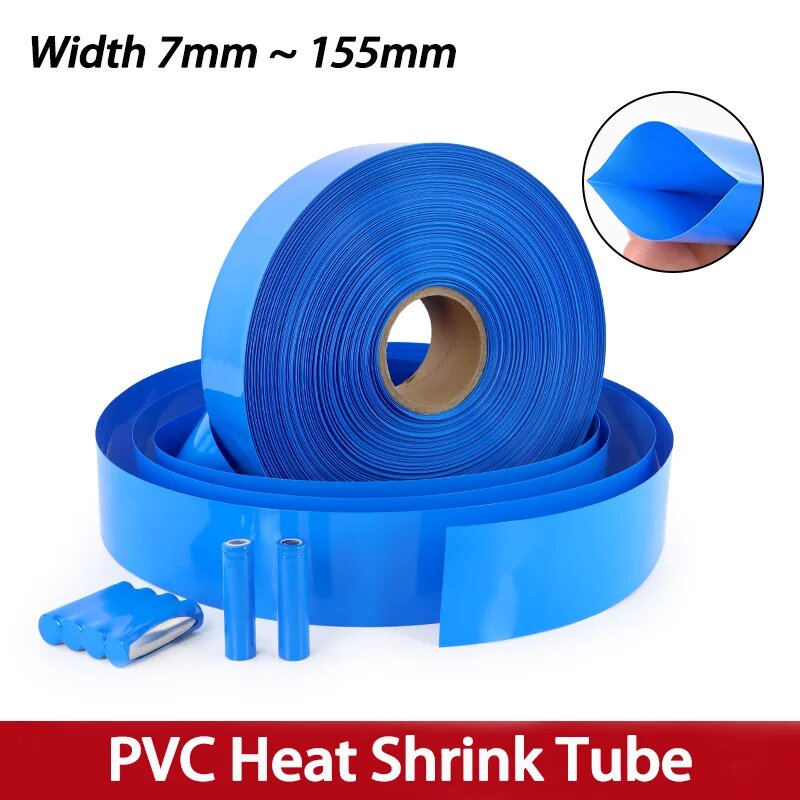 Термоусадочная трубка ПВХ синяя 7-155 мм 1 meter, Width 55mm Dia 35mm
