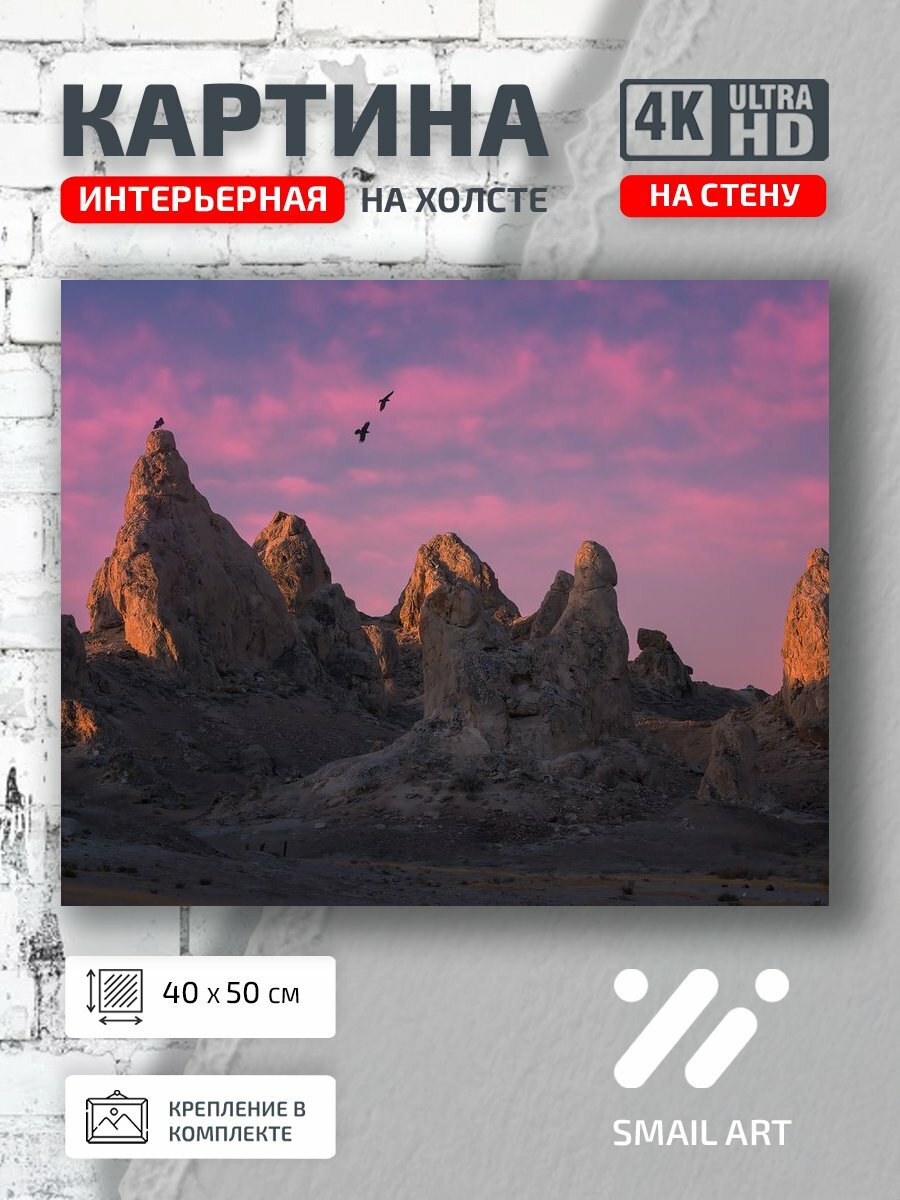 Картина на холсте интерьерная 40 на 50 на стену Птицы Landscape для кафе пейзаж интерьер