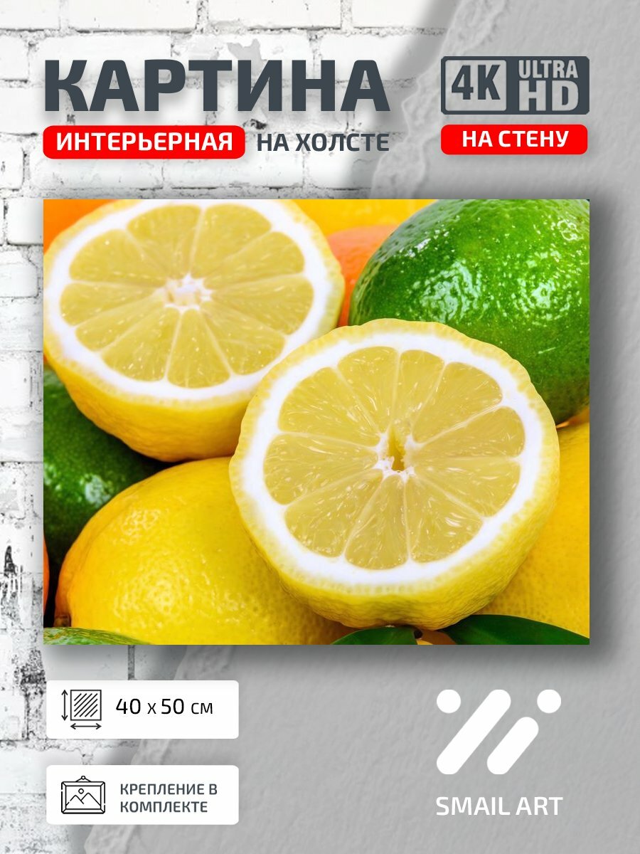 Картина на холсте интерьерная 40 на 50 на стену Разрезанный Food для кафе кулинария декор