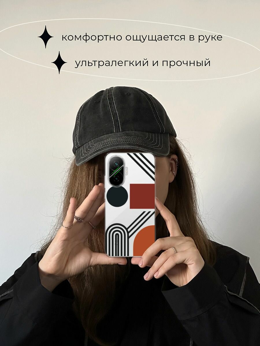 Чехол на Poco F7 / Поко F7 с принтом Абстрактная композиция, прозрачный — фото 1