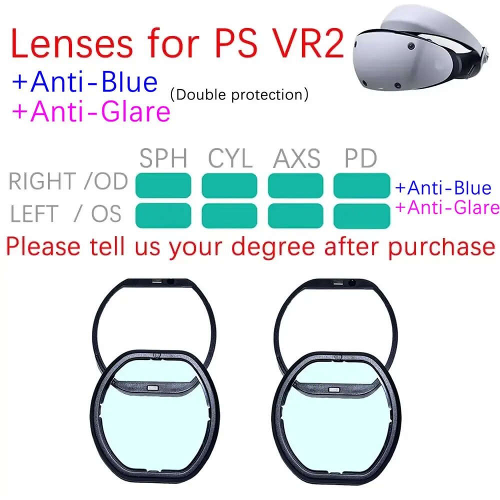 Линзы для VR очков RCNZMT для Oculus Quest 2/Quest 3S/Quest 3/PICO 4/PS VR2 PSVR2 GlareBlue