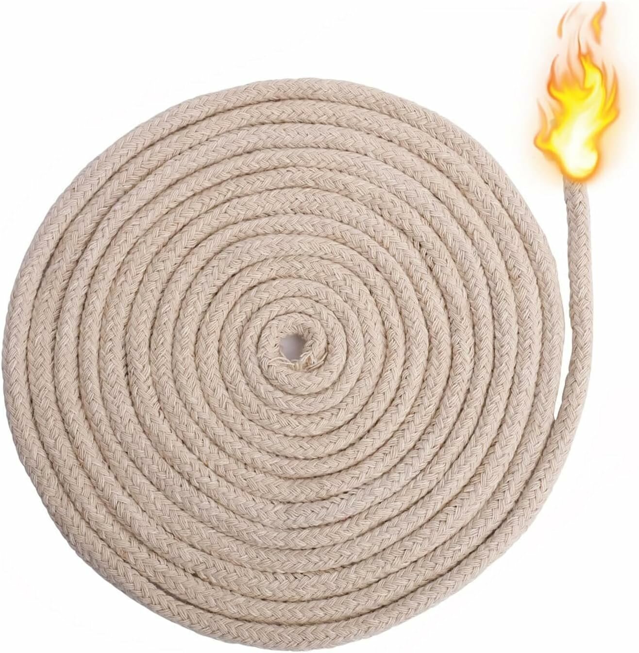 Фитиль для масляной лампы, круглый хлопковый фитиль для керосина, длиной 5 м, подходит для садовых масляных ламп и спиртовых ламп, диаметр фитиля 4 мм (0,15 дюйма).