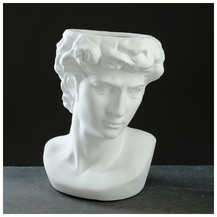 Кашпо керамическое 'Голова' белое, 25 18см