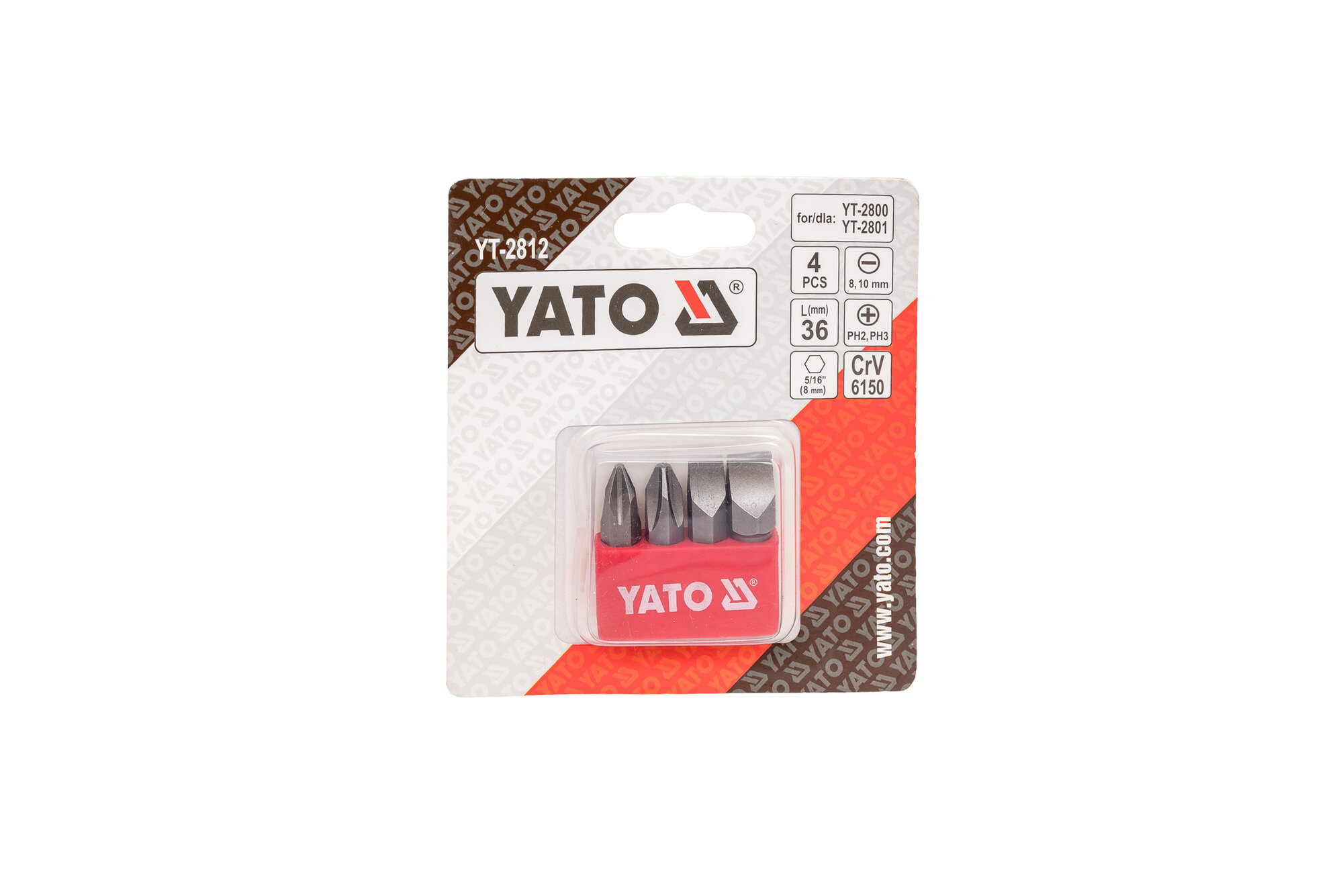 YATO Набор бит 5/16 4 предмета ударные пластиковая кассета YT-2812