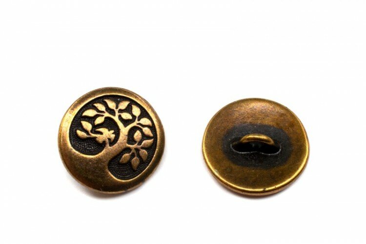Пуговица TierraCast Птица на дереве 17мм, отверстие 2,2мм, цвет античная латунь, 94-6577-27, 1шт